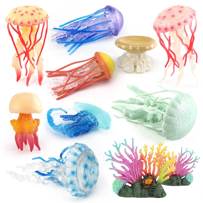Lifelike-Ocean-Animal-Figurine-Jellyfish-Starfish-Coral-Anemones-Sea ...