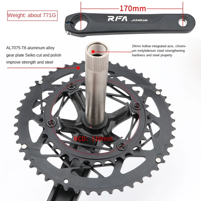 RFA Road Chain Wheel Fluted Disc 34/50T Double Plate Aluminum Alloy 22 ...