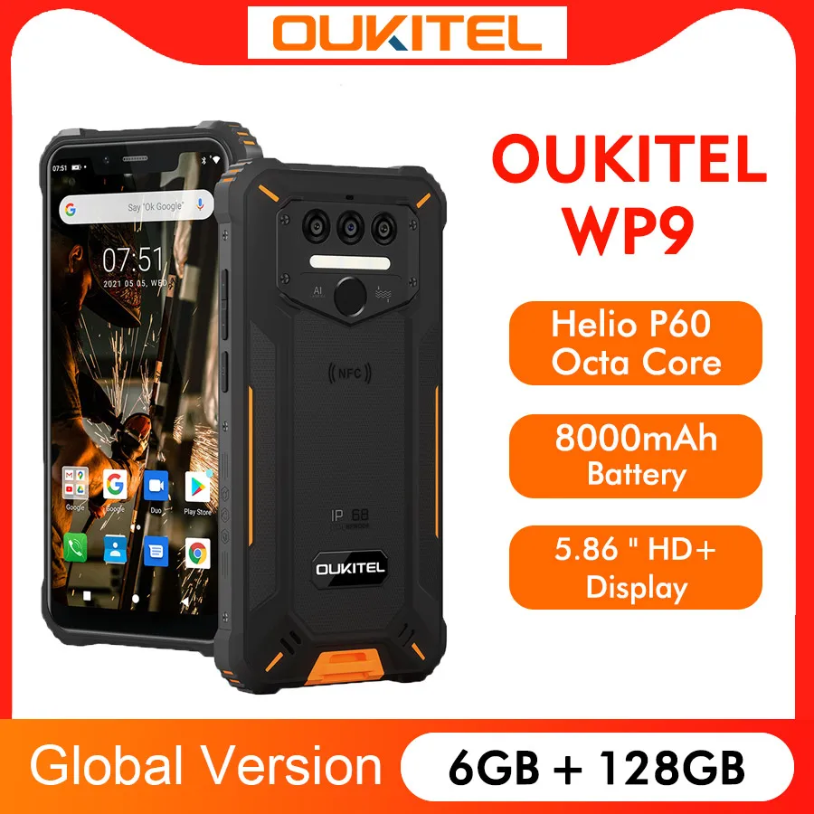 Oukitel WP9 Rugged 4G LTE Smartphone NFC 6G+128G 5.86" HD+ 8000mAh ...
