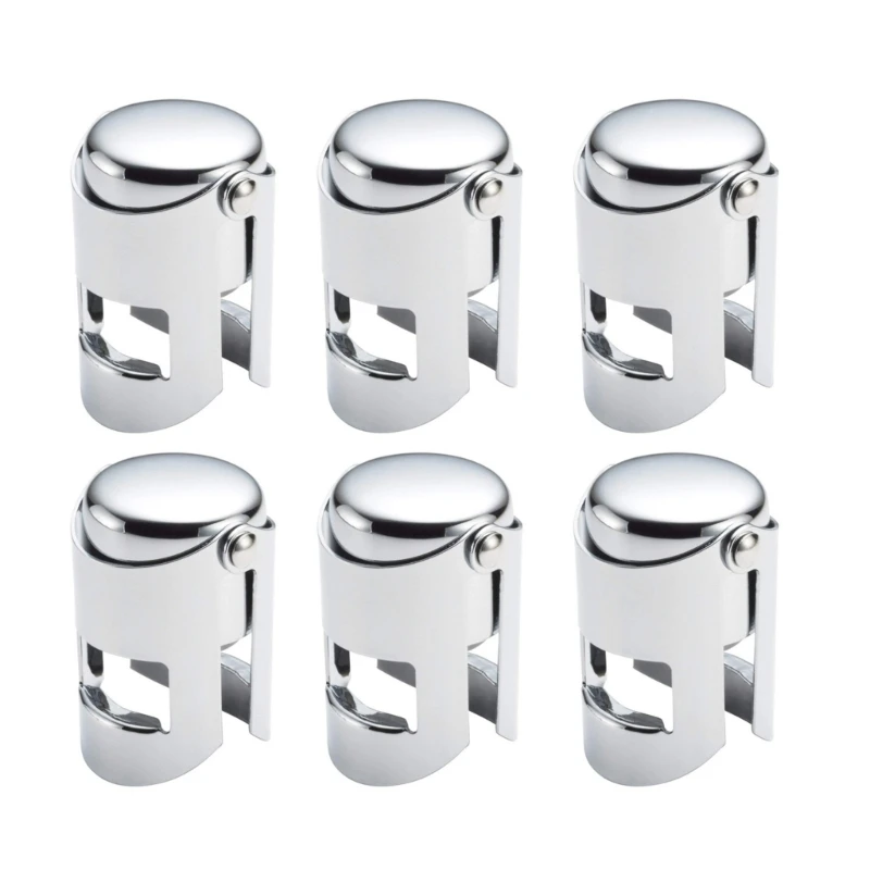 6Pcs-Seal-Bottle-Stoppers-Wine-Bottle-Caps-Stainless-Steel-Texture-Air ...