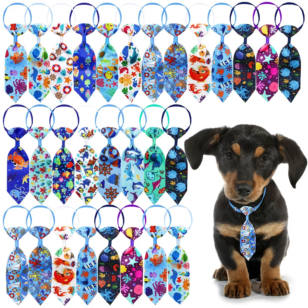 Dog Necktie 20PCS Ocean Series Adjustable Bulk Handmade Pet Bow Tie ...