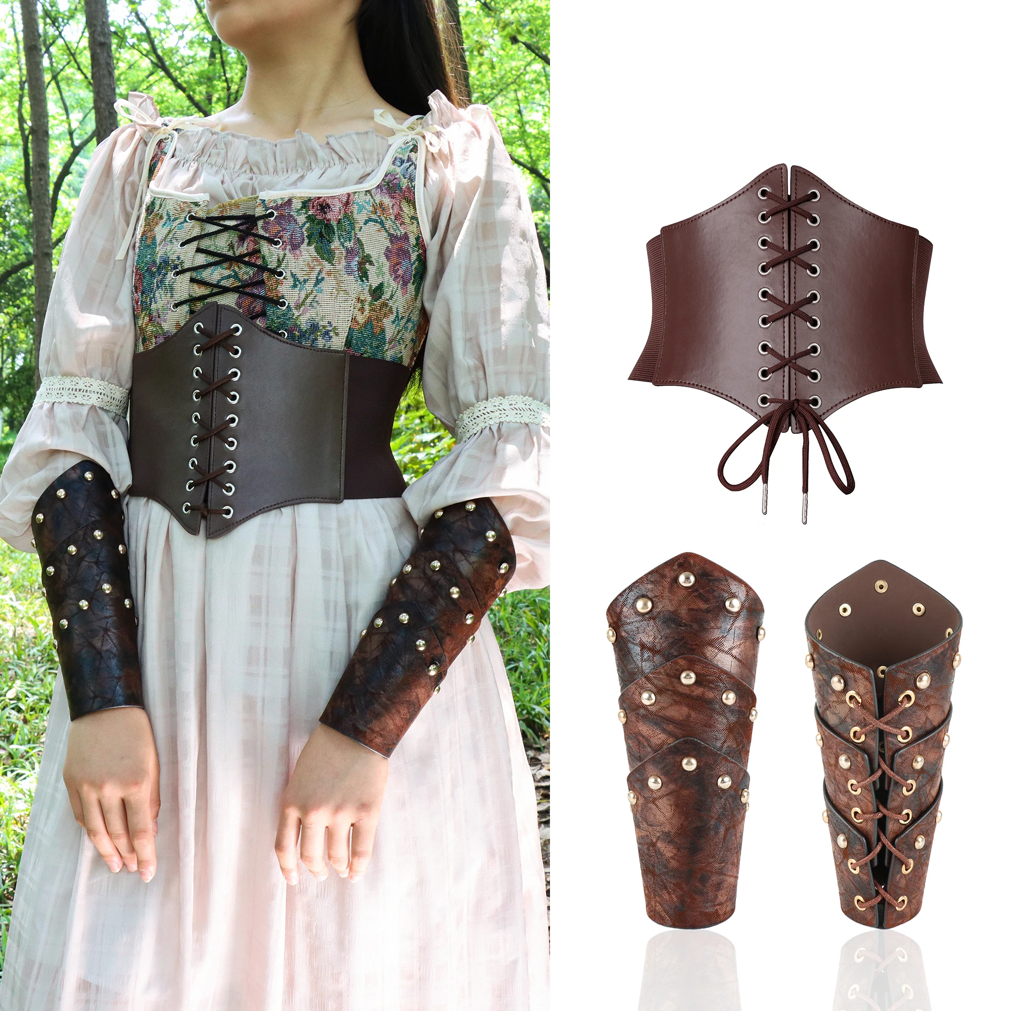 Women-s-Halloween-Cosplay-Accessories-PU-Leather-Arm-Belt-Set-Medieval ...