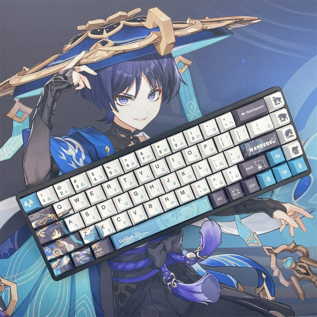 128 keys Genshin Impact 키캡 Wanderer game keycaps PBT Cherry Profile for ...