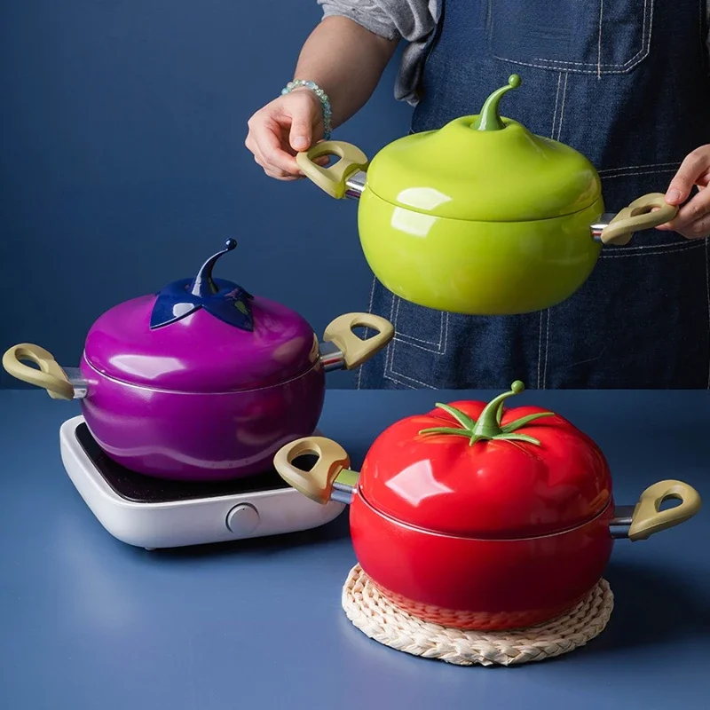 Fruit-Shape-Soup-Pot-Non-stick-Tomato-Cooking-Pan-Korean-Double-Ear ...