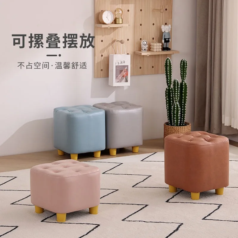 Tech-Cloth-Small-Stools-Solid-Wood-Stool-Changing-Shoes-Stool-Living ...
