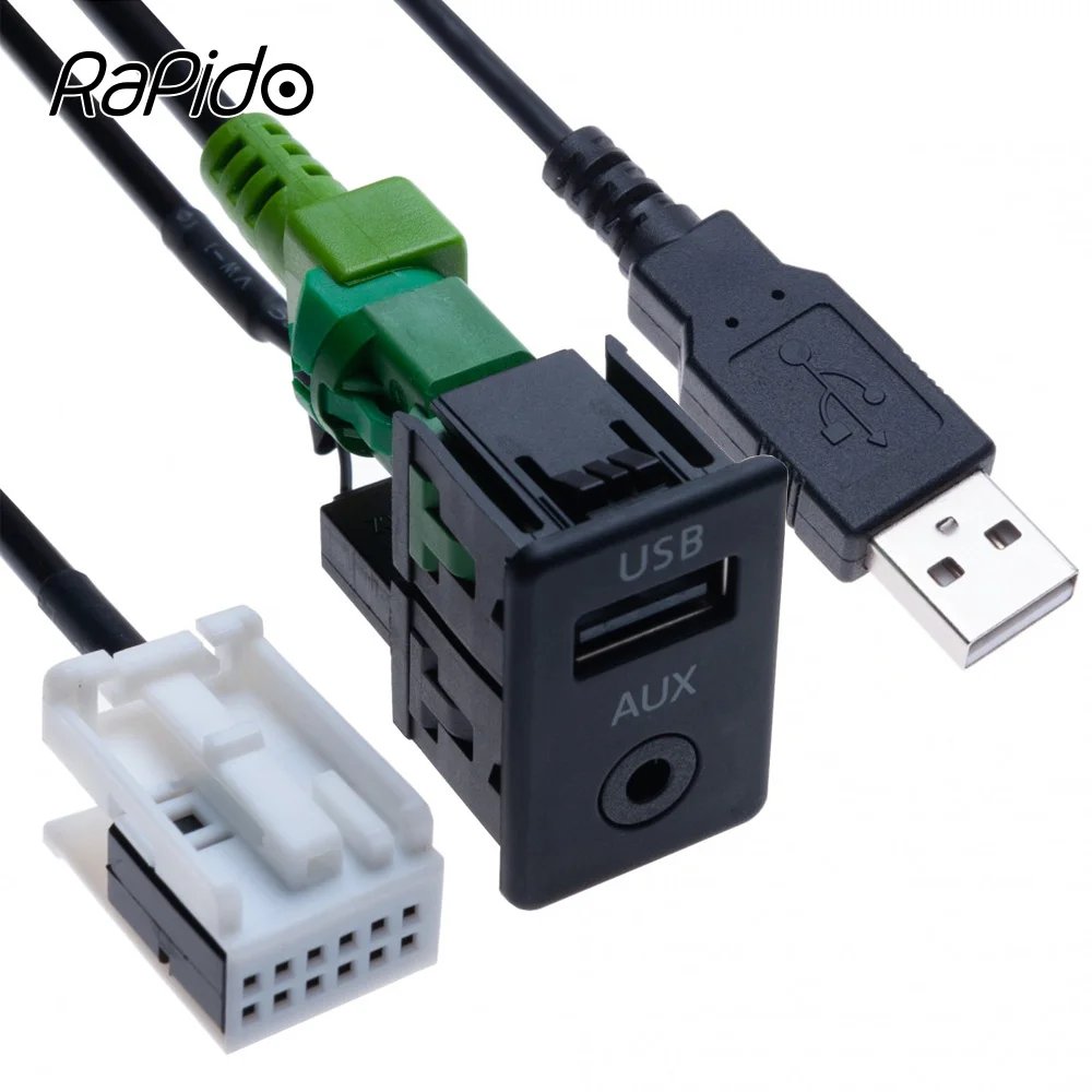 USB AUX Switch 4 12 Pin Connecting Wire Harness Cable for VW Jetta MK5 MK6 Golf Passat Polo ...