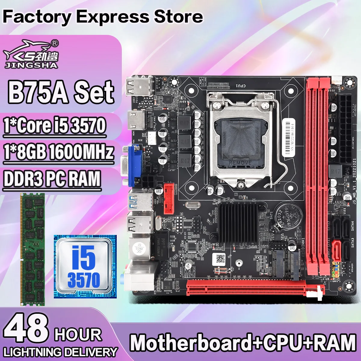 JINGSHA B75A ITX Motherboard Kit com processador Core i5 3570 e 8GB de ...