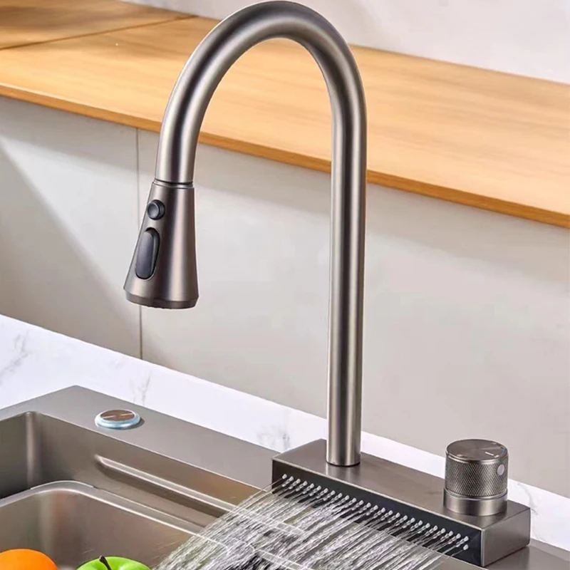 Modern-Waterfall-Kitchen-Sink-304-Stainless-Steel-Sink-Large-Single ...