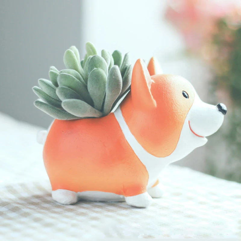 Cute-Dinosaur-Corgi-Cartoon-Resin-Flower-Pots-Cat-Duck-Tortoise-Animals ...