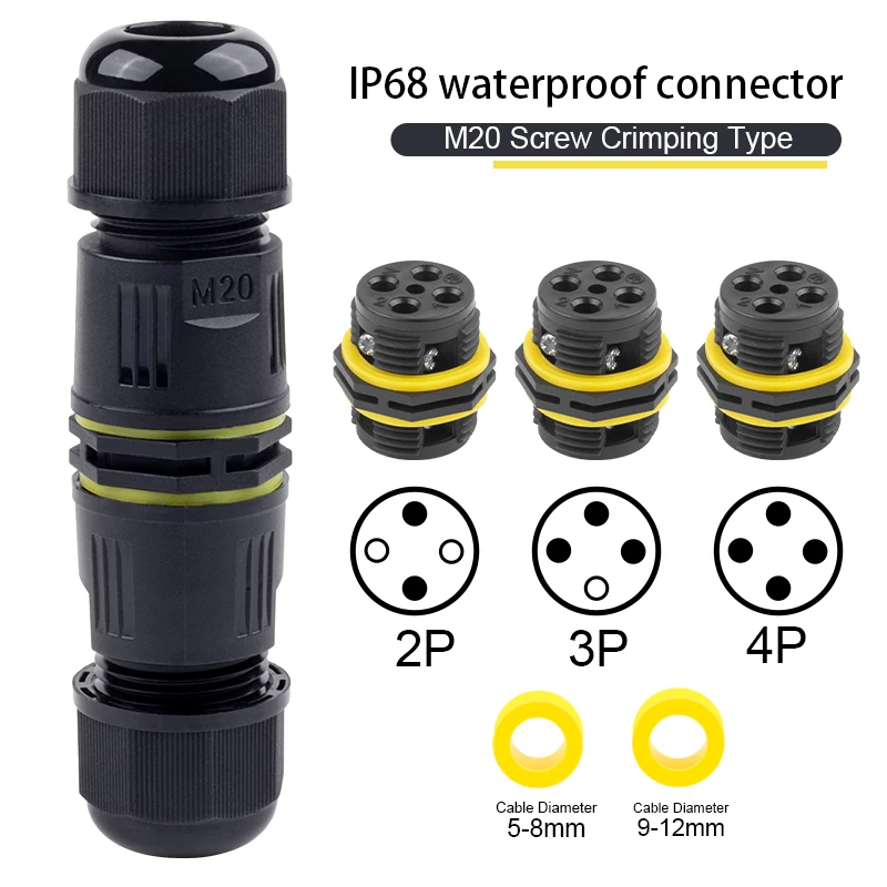 IP68-I-Shape-M20-Waterproof-Fast-Coupling-2-3-4-Core-Screw-Crimping ...