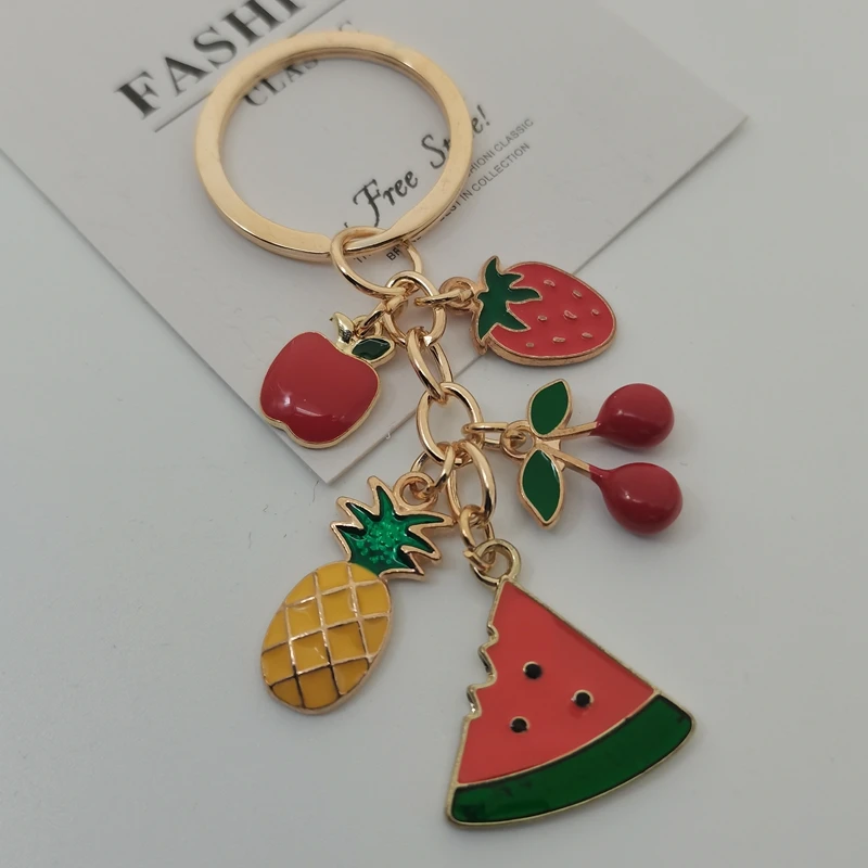 Cartoon-fruit-key-chain-Apple-cherry-pineapple-watermelon-key-chain ...