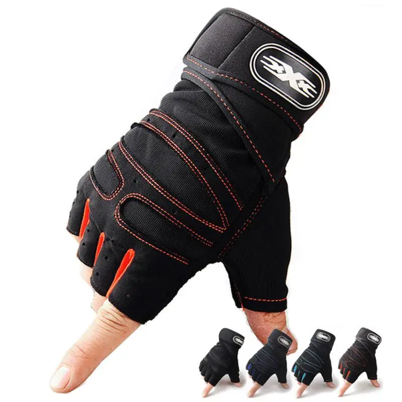 Men Gym Gloves Weightlifting Bodybuilding Training Fitness Fingerless ...