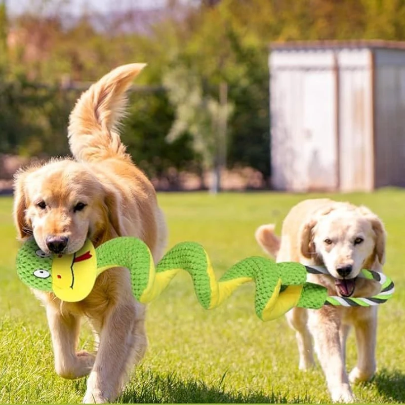 New Pet Plush Snake Toy, Interactive Tug of War, Bite Resistant Sound ...
