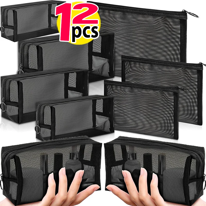 Wholesale-Black-Mesh-Toiletry-Bags-Travel-Makeup-Bag-Small-Large-Case ...