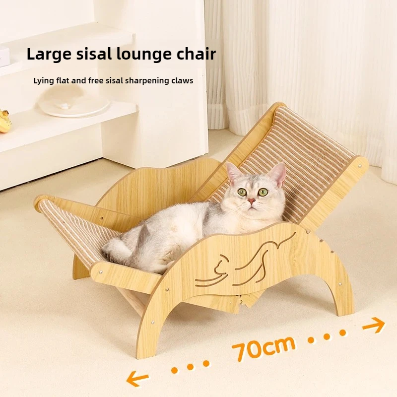 Adjustable Cat Lounge Chair with Sisal Scratcher Pad Removable Elevated ...
