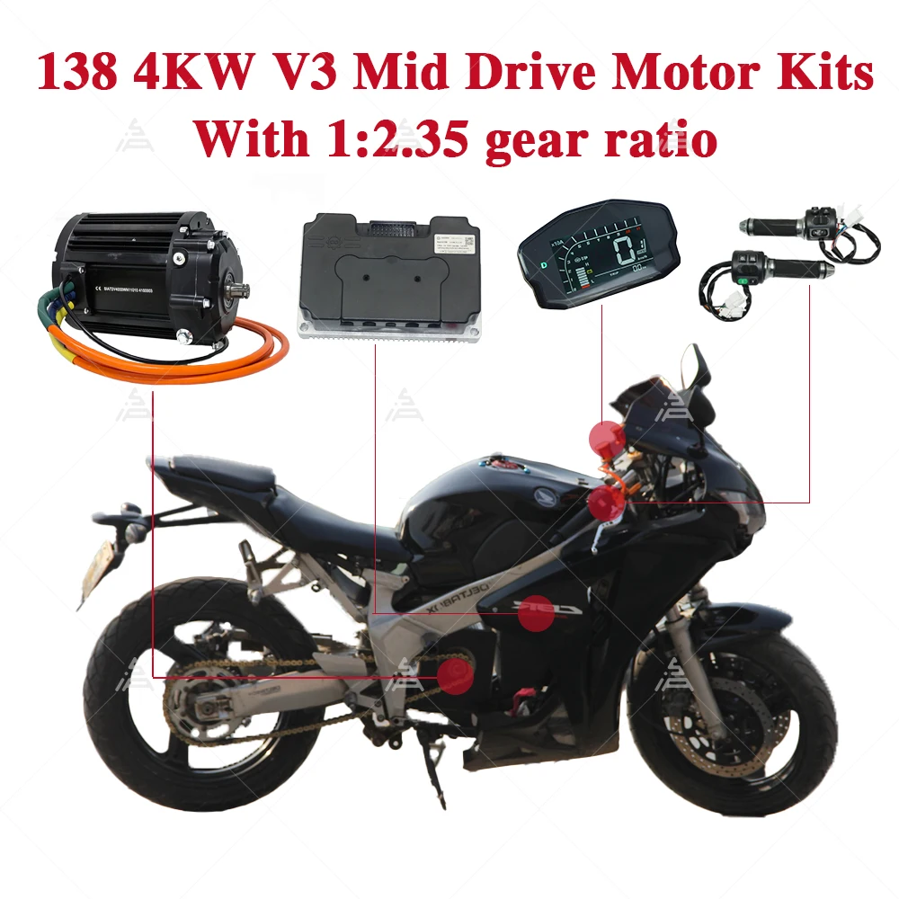 Electric Motorcycle Kit QS138 90H with Fardriver 72680