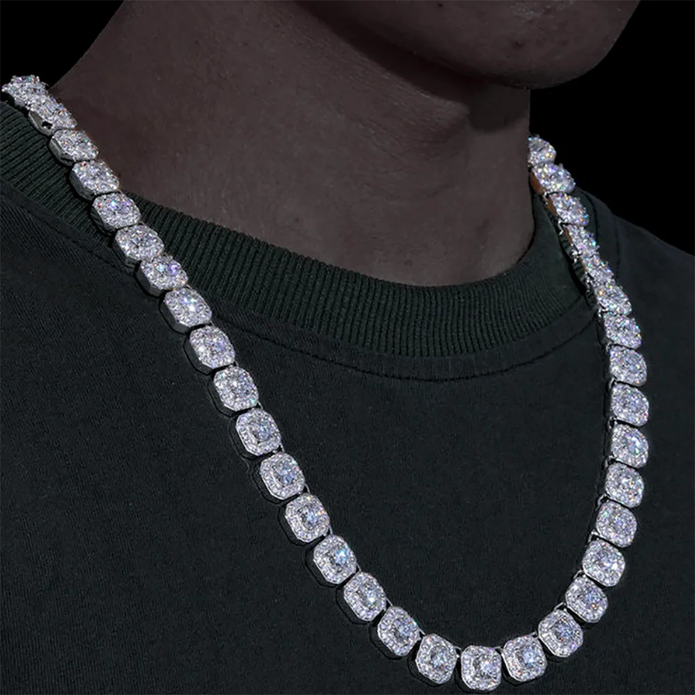 Cluster-Tennis-Chain-for-Men-Necklace-Hip-Hop-Zirconia-Rock-Square-Iced ...