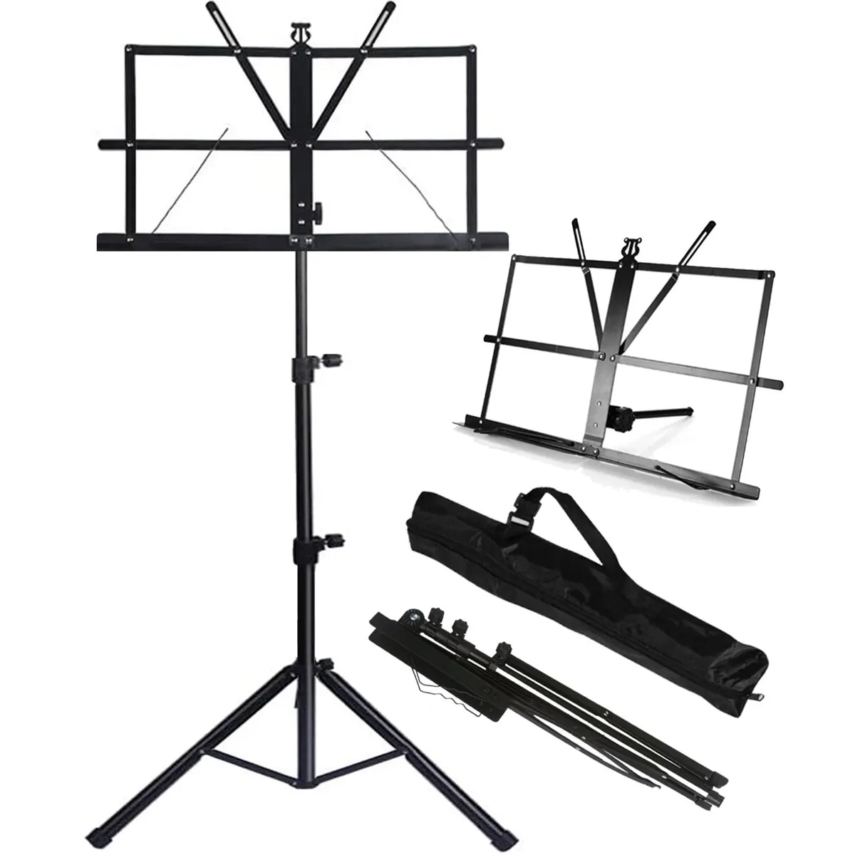 Music Stand 2 in 1 Dual Use Folding Sheet Music Stand Desktop Book ...
