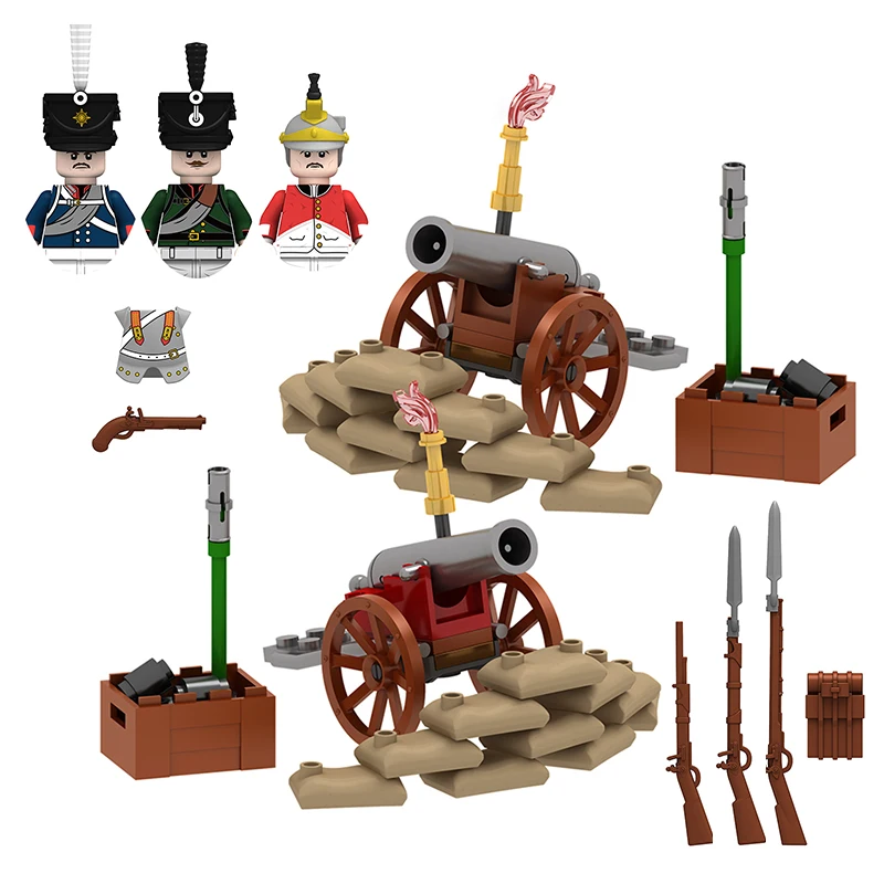 Napoleonic Wars Building Blocks Military Soldiers Cannon Figures Parts Italy Infantry Dragoon ...