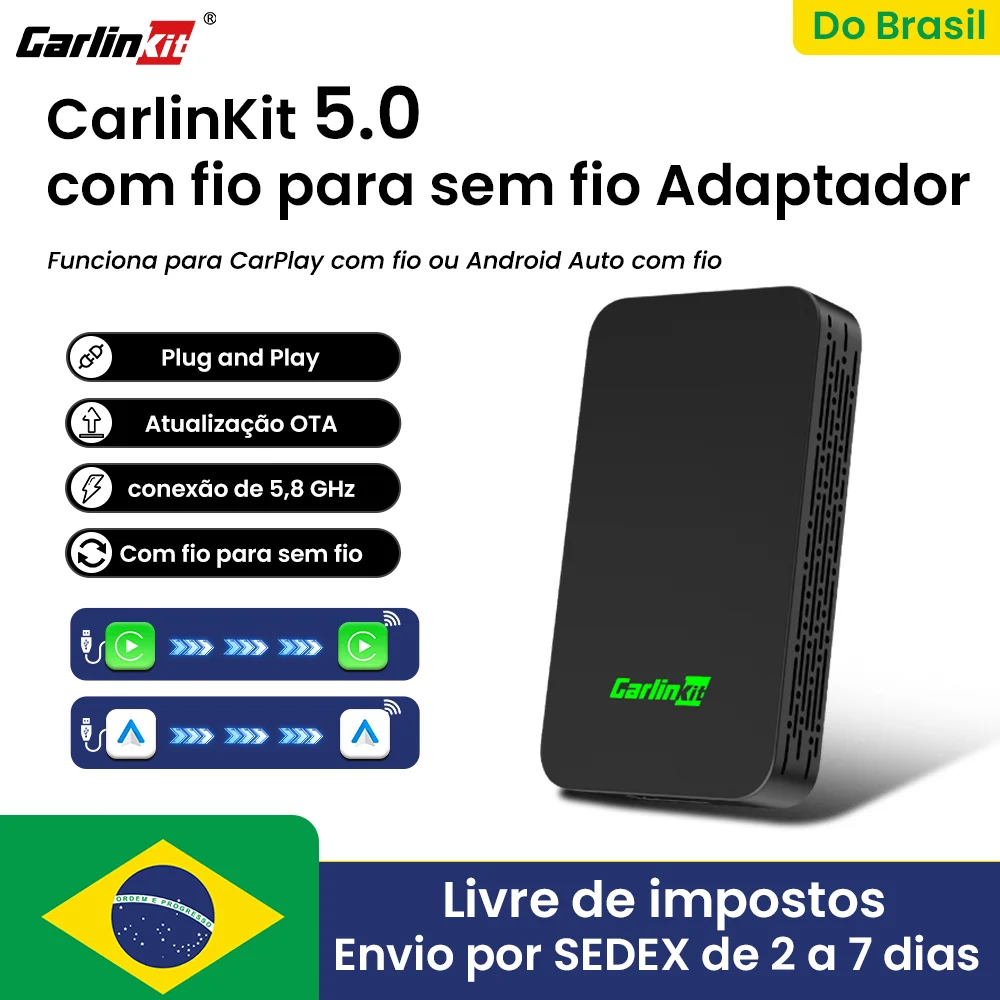 Carlinkit 5.0 2air carplay sem fio android auto adaptador sem fio para ...