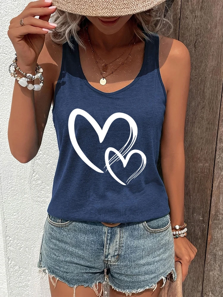 Women Sexy Tops Heart Love Graphic Tank Top Summer Casual Tops Heart ...