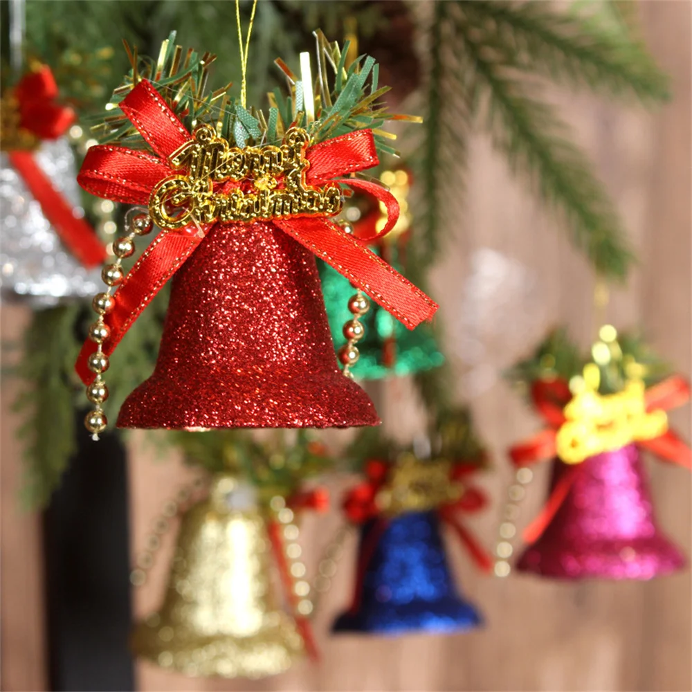 6Pcs-Box-Merry-Christmas-Bells-Pendants-Christmas-Tree-Hanging-Gold ...