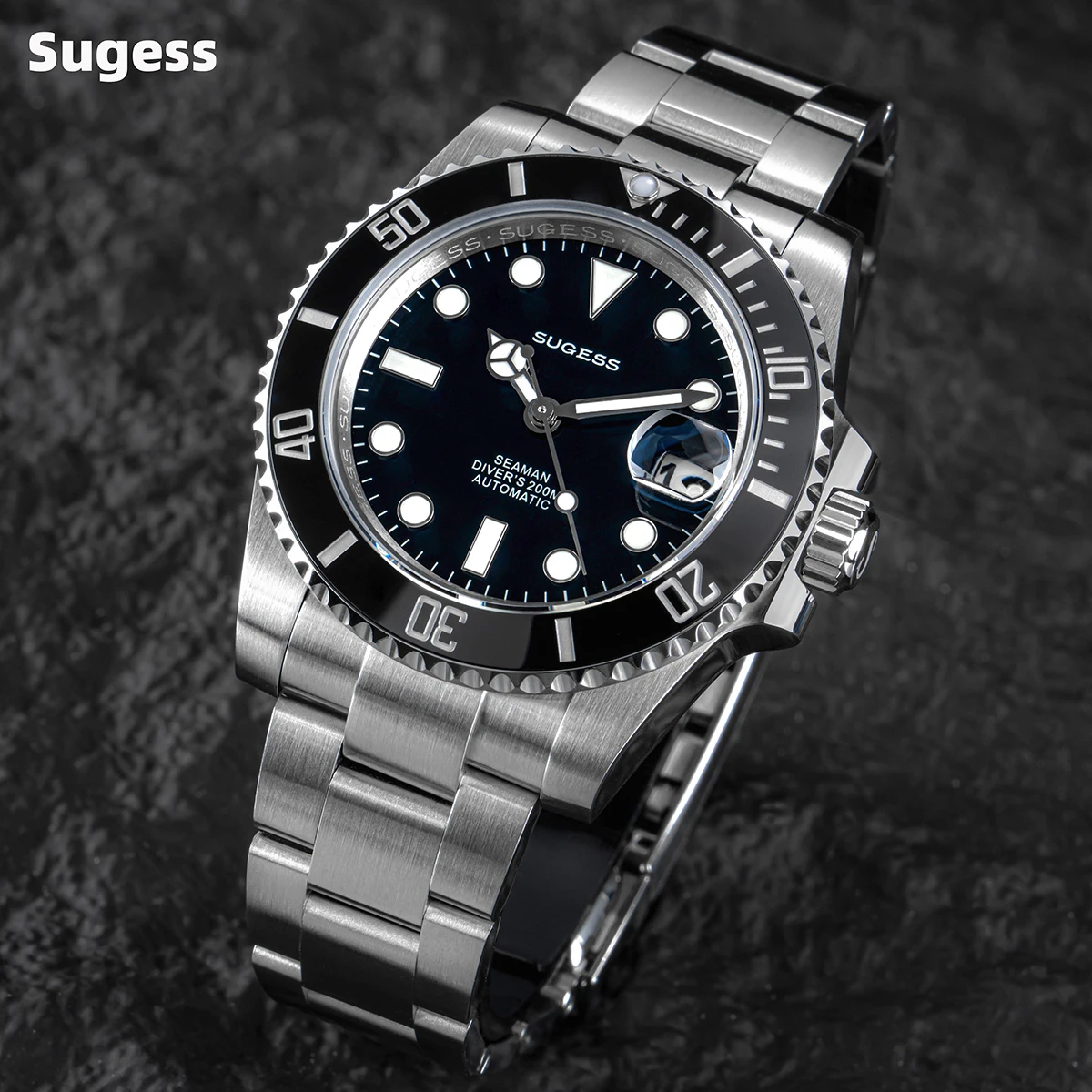 Sugess Watch of Men Diver NH35 Automatic Mechanical Wristwatch Date ...