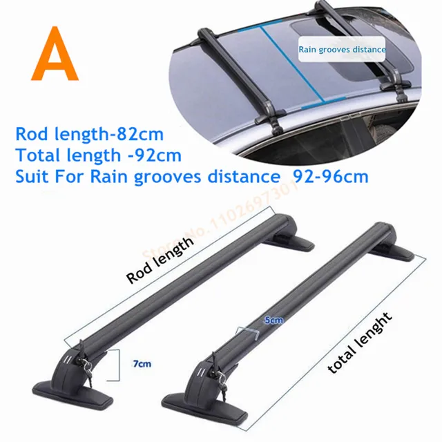 1 Pair Universal Vehicle Car Roof Mounting Rack Rail Bar Black Aluminum ...