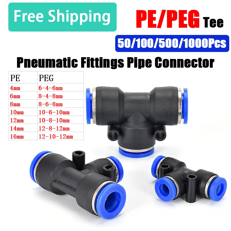 PE-PEG-Tee-Air-Hose-Tube-Pneumatic-Fitting-Quick-Connector-Plastic-Connector-High-Pressure-Tube ...