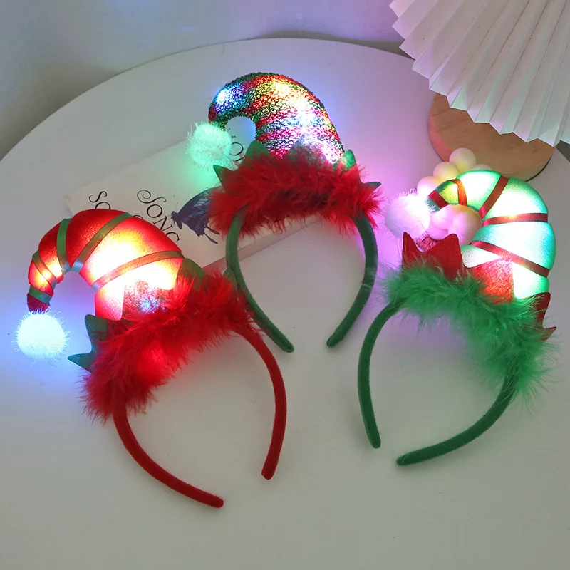 Women-Girl-Light-Up-Elf-Hat-Headwear-LED-Elves-Headband-Hair-Hoop ...