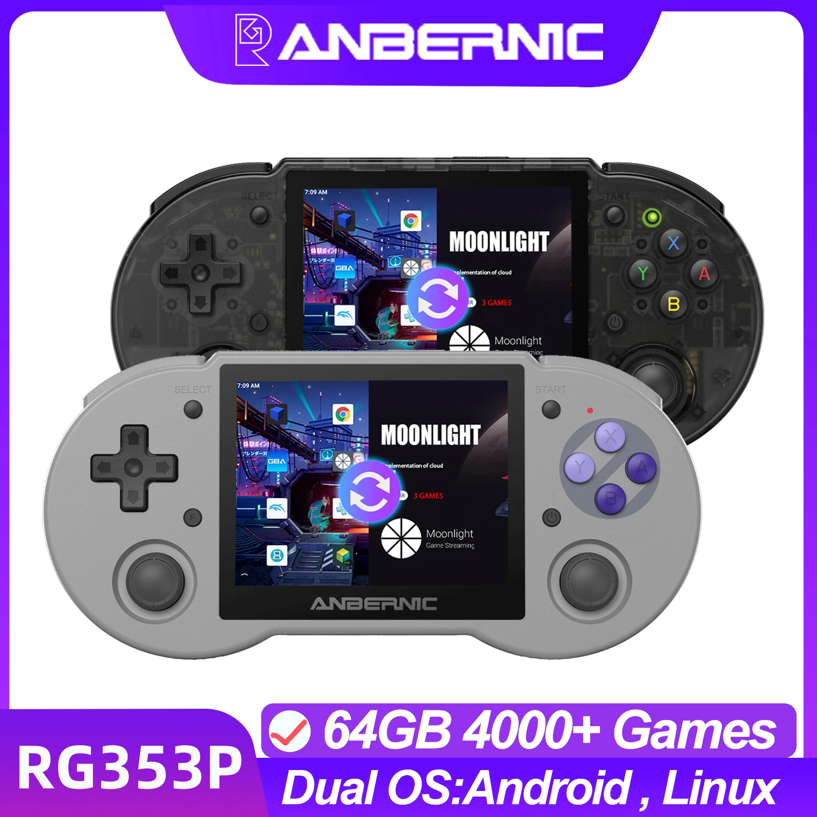 Anbernic Rg353p Retro Handheld Video Game Console 3.5-inch Ips Screen ...