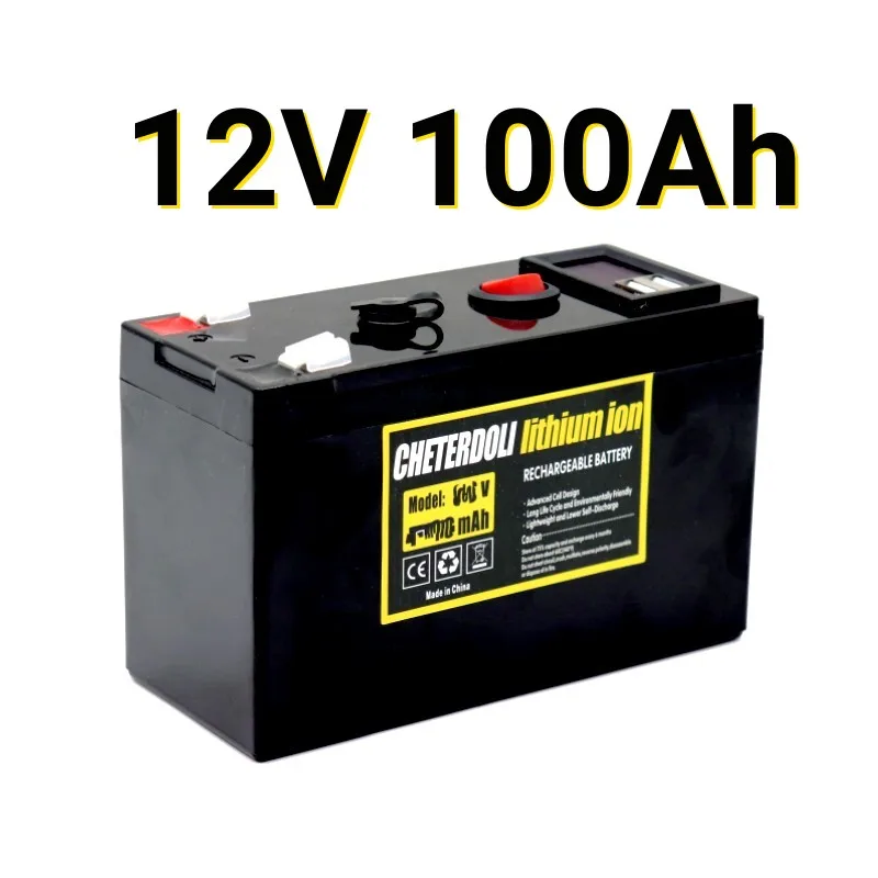 태양 에너지 전기 자동차 배터리 + 12.6v3A 충전기용 12V 배터리 100Ah 18650 리튬 배터리 팩, 충전지 ...