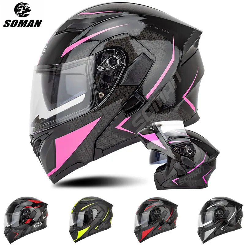 Double Visor Modular Flip up Front Motorcycle Motorbike Helmet ECE ...
