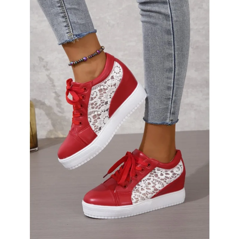 New-Women-s-Single-Top-Hollow-Red-Flat-Heel-Casual-Sports-Walking-Women ...