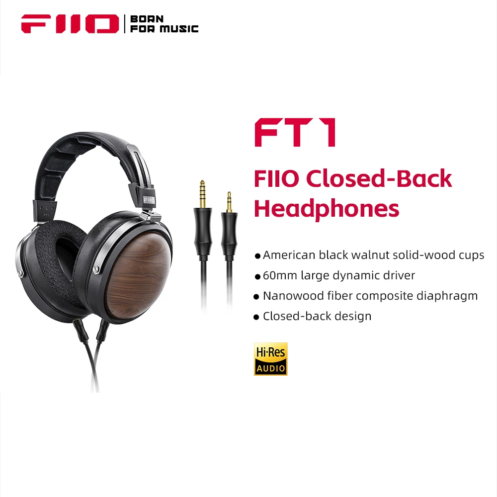 FiiO-FT1-Closed-Back-Over-Ear-Fiber-Composite-Diaphragm-Wired-Hi-Fi ...