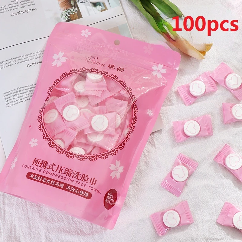 100pcs Mini Compressed Towel Disposable Capsules Towels Magic Face Care ...