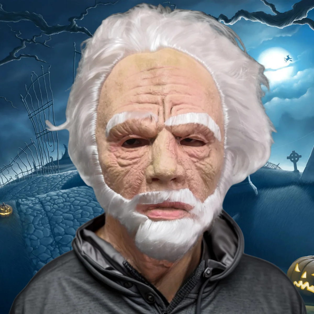 Old Man Mask With Hair Latex Old Man Mask Decor Disguise Realistic Mask ...