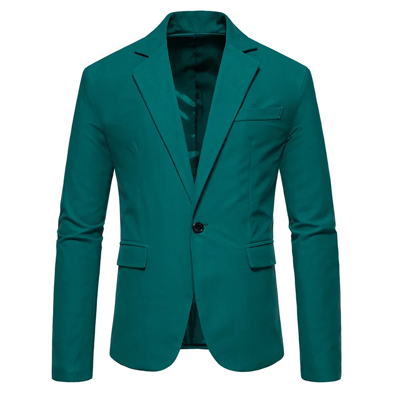 Mens-Dark-Green-Spring-Blazer-2023-Brand-New-One-Button-Causal-Slim-Fit ...