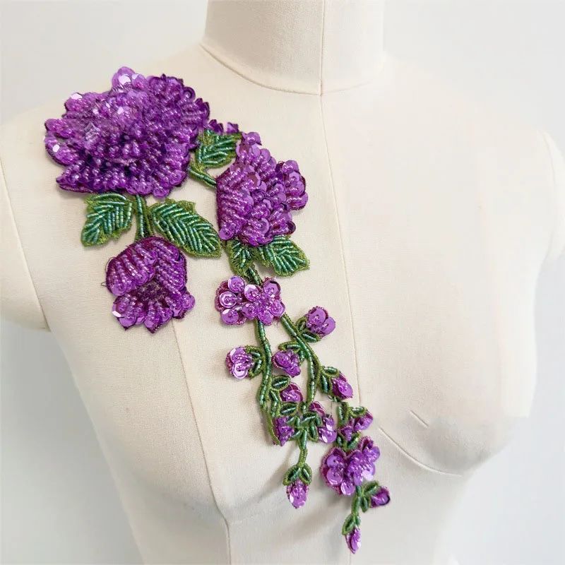 Peony embroidered cloth paste handmade beads and sequins cheongsam ...