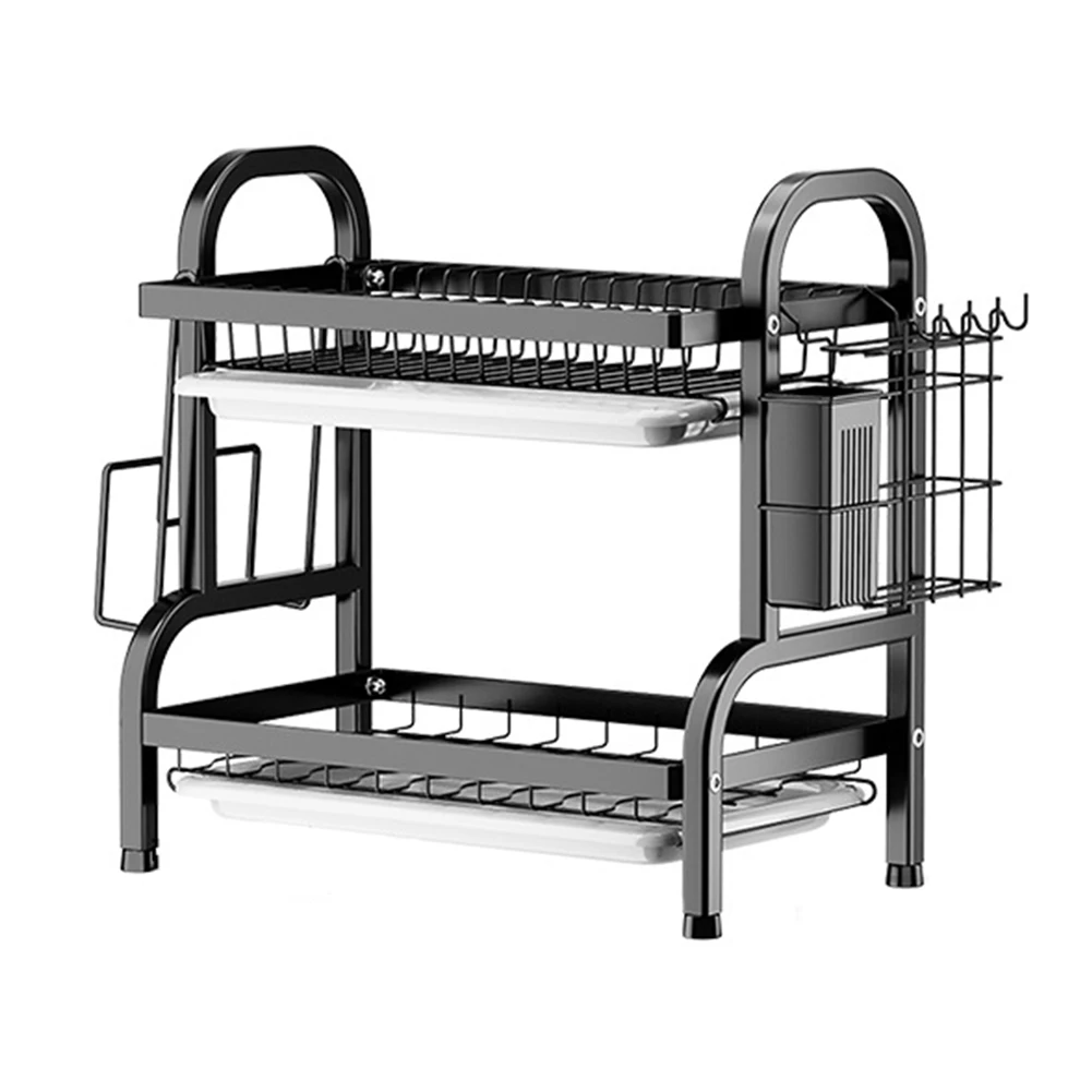 2-Tier-Dish-Drainer-with-Drainboard-Dish-Rack-Large-Capacity-Household ...