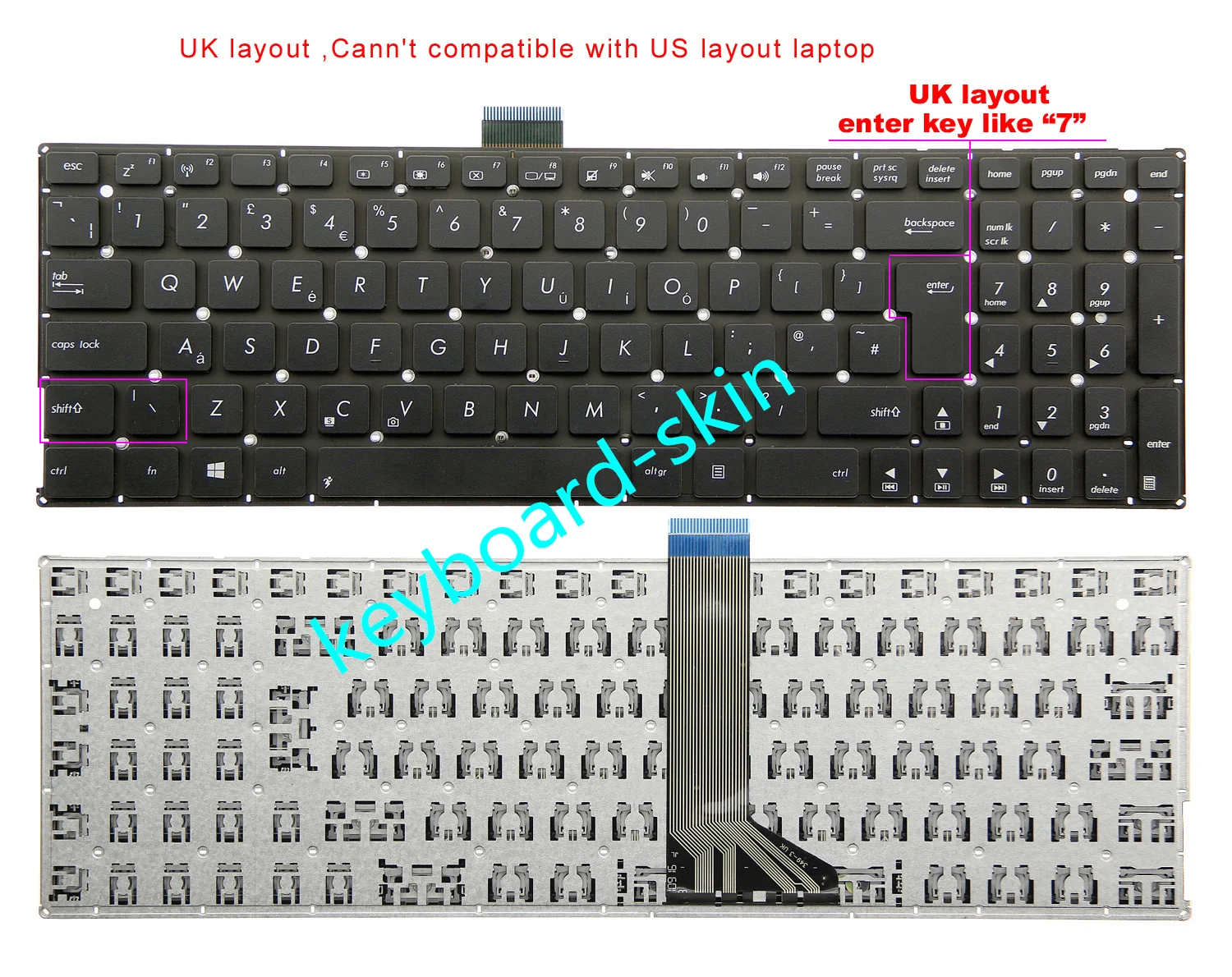 New UK /GB Keyboard for ASUS K501L K501LB K501LX K501U K501UB K501UQ ...