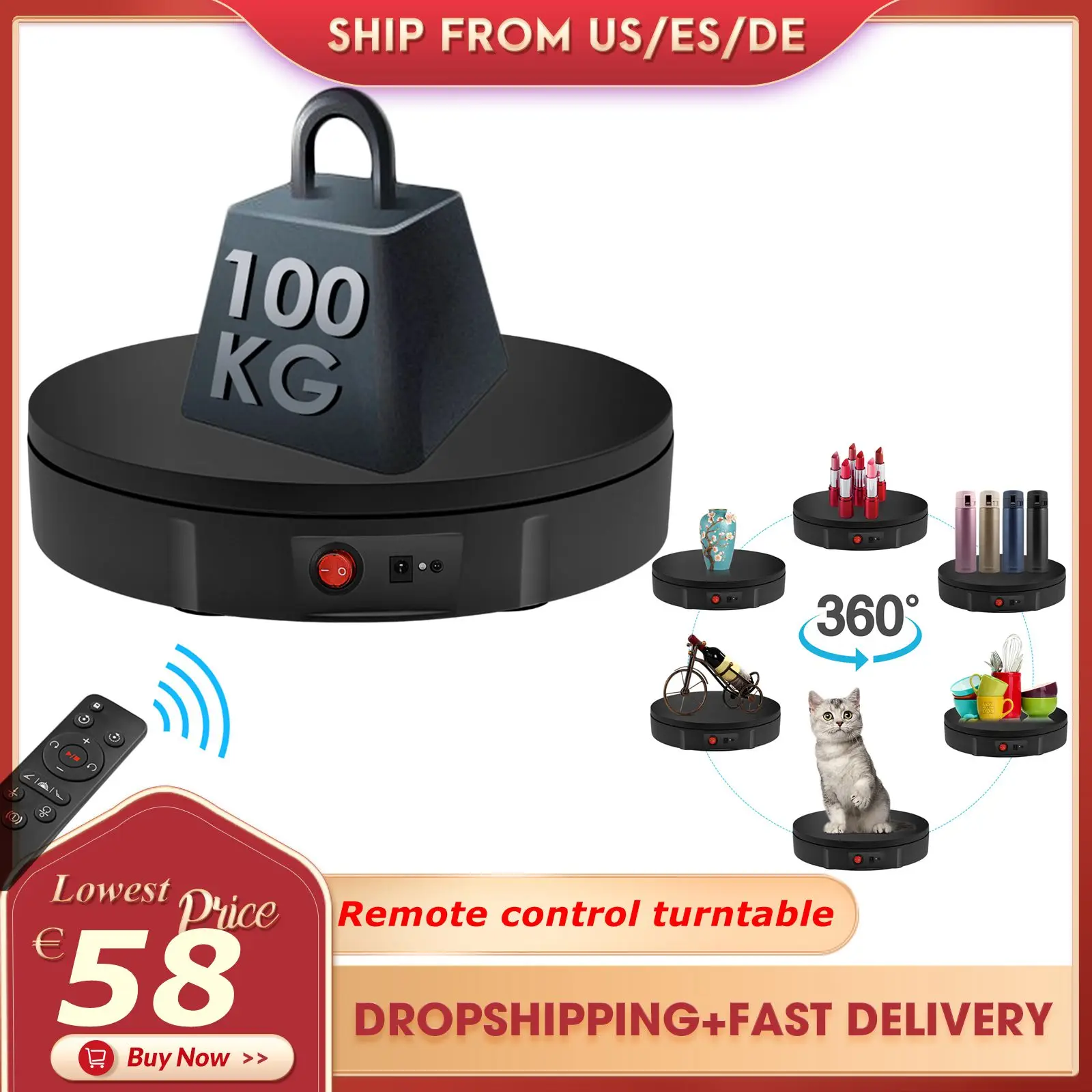 Electric Rotating Display Stand 360 Rotating Platform Photography ...