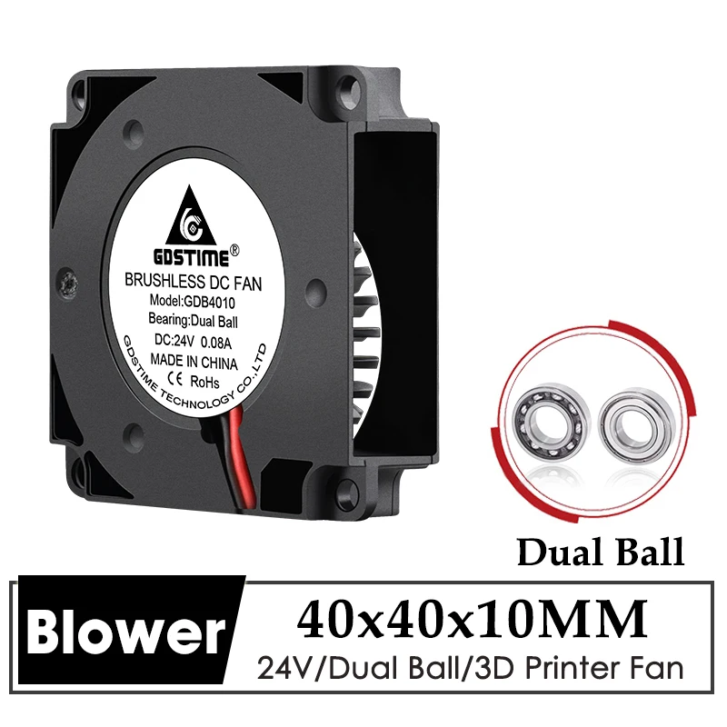 GDSTIME 40MM 3D Printer Fan DC 24V Fan 40MMx10MM Dual Ball Turbo Blower ...