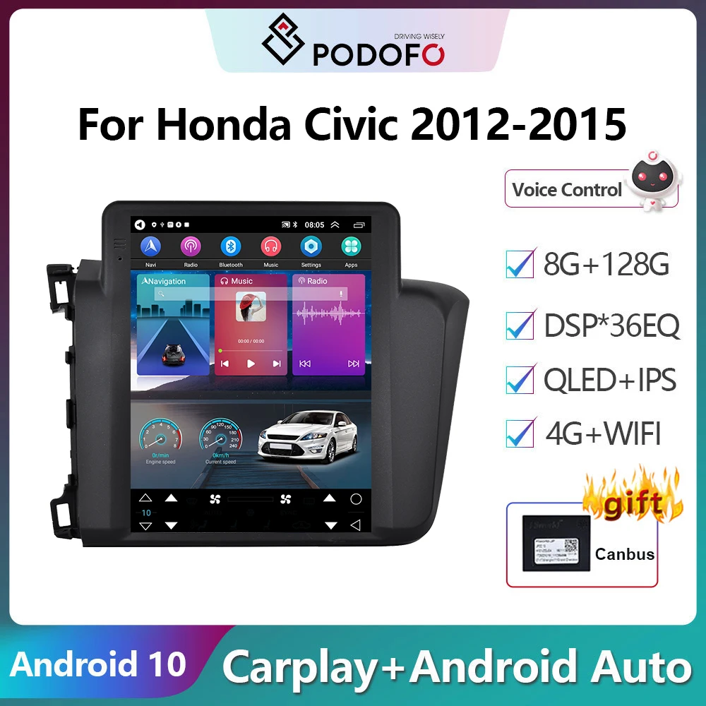 Podofo 2 Din Android 10 Car Radio Multimidia Video Player For Honda ...