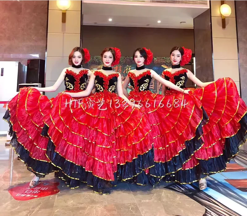 Spanish Bullfight Dance Samba Costume Women Stage Cancan Big Dress 720 ...
