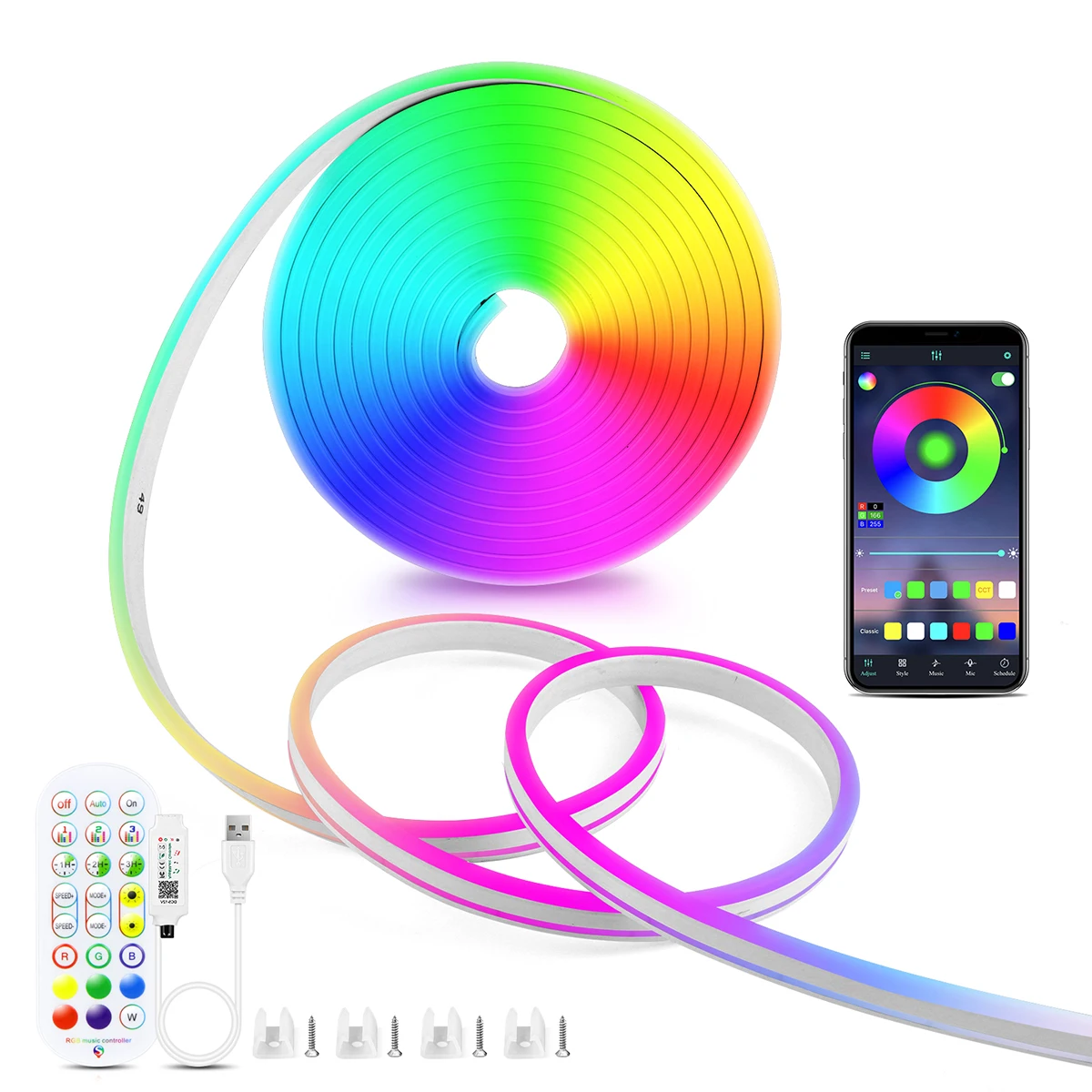 DC5V USB RGB Neon LED Strip Light Waterproof LED Neon Tape Sign ...