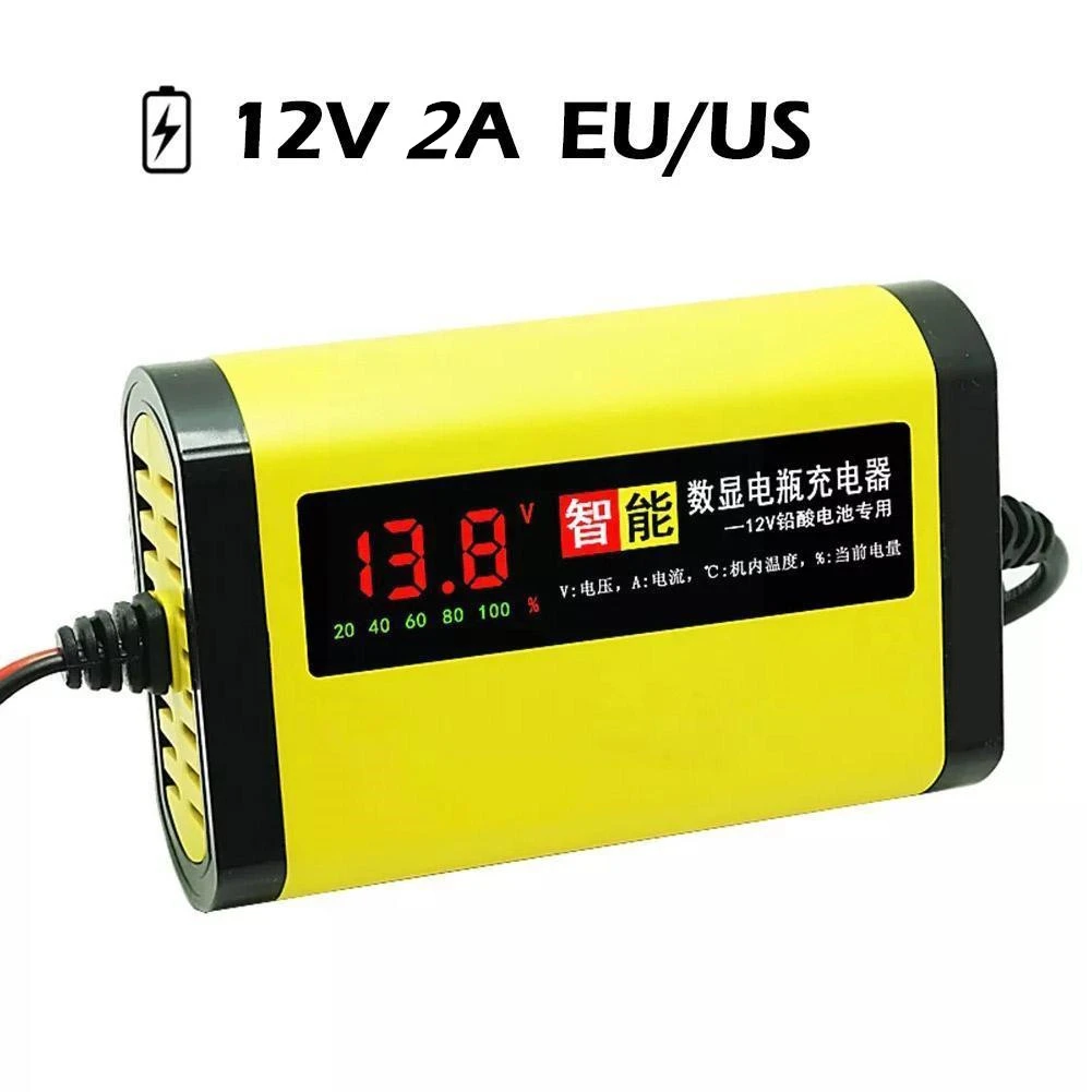 12v 2a Car Battery Charger Led Display Motorcycle Batteries Power ...