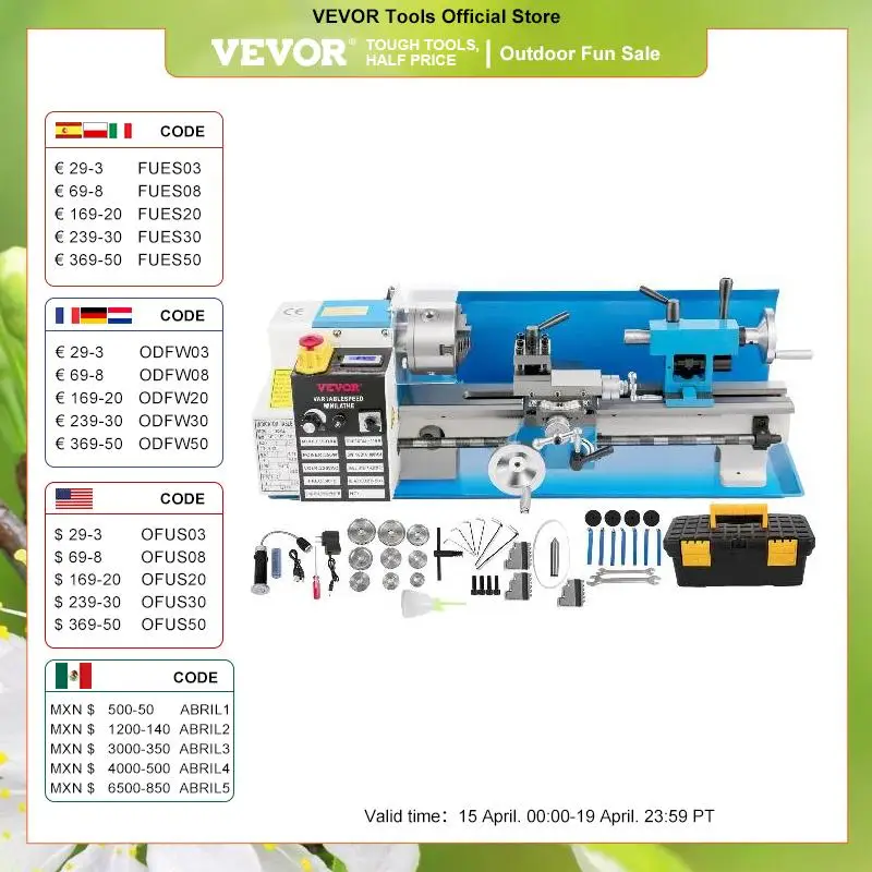 VEVOR-Mini-Metal-Lathe-Machine-7-x14-Benchtop-Digital-Display-550W ...