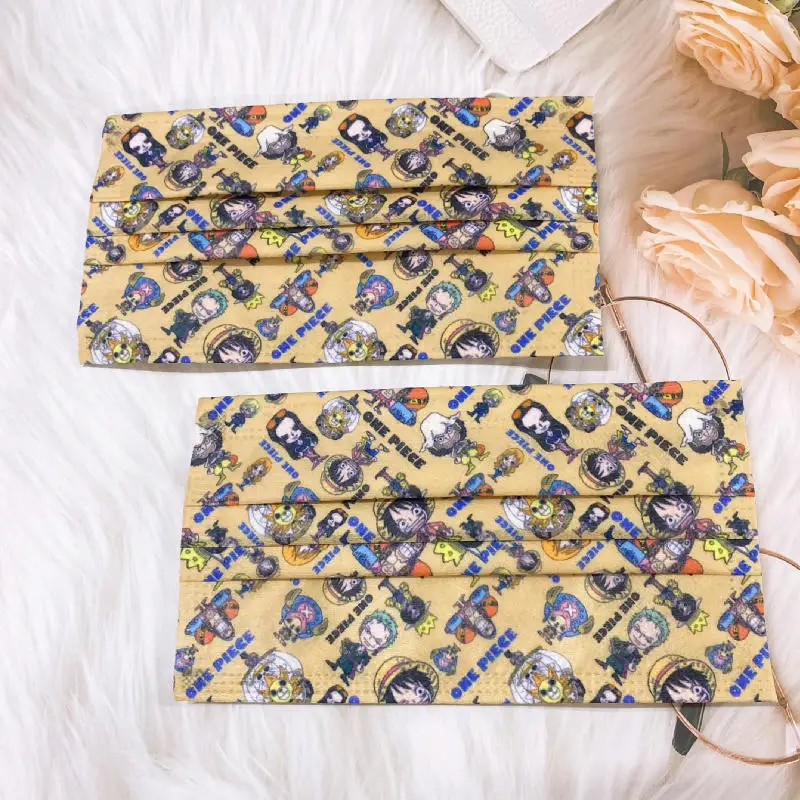 50Pcs-Kawaii-Anime-ONE-PIECE-Luffy-Zoro-Print-Mask-Disposable ...