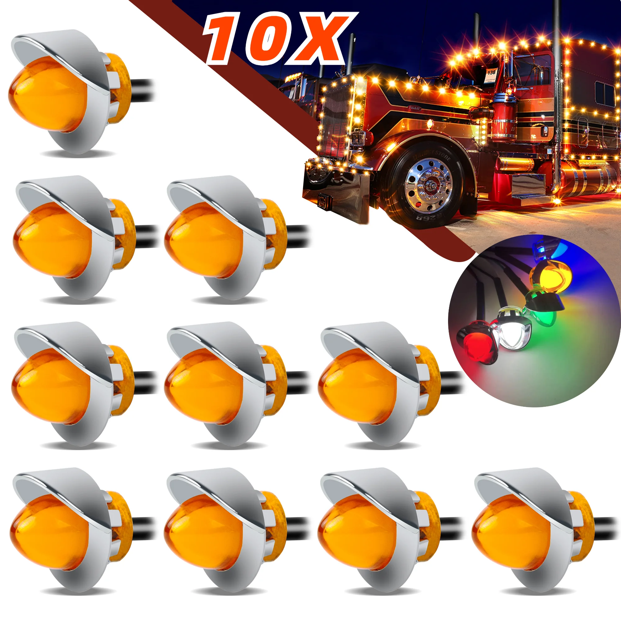 10PCS-12-24V-Universal-Side-Marker-Clearence-Car-Lights-Front-Rear ...